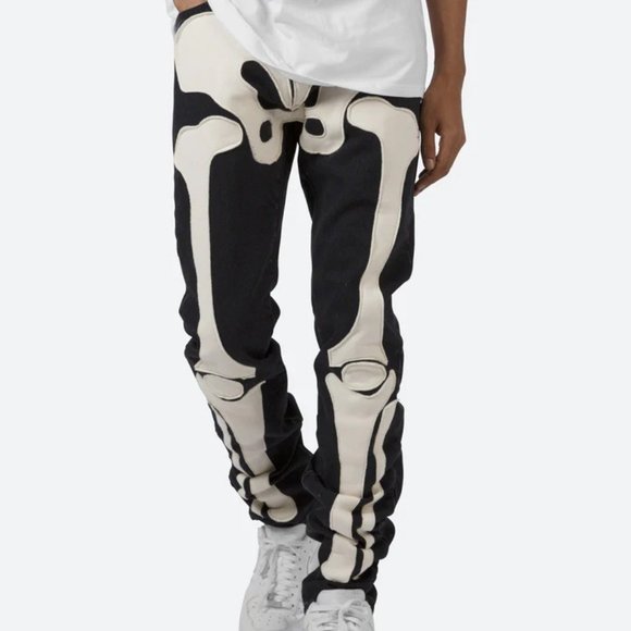 MNML | Jeans | Mnml Skeleton Jeans New Many Sizes Blackwhite Denim ...